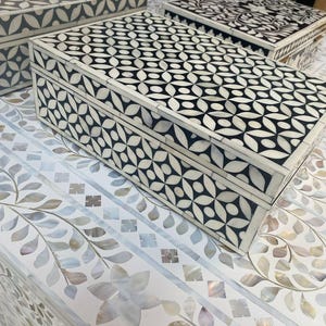 Handmade Bone Inlay Box: Ornamental Keepsake With Geometric Pattern - Etsy