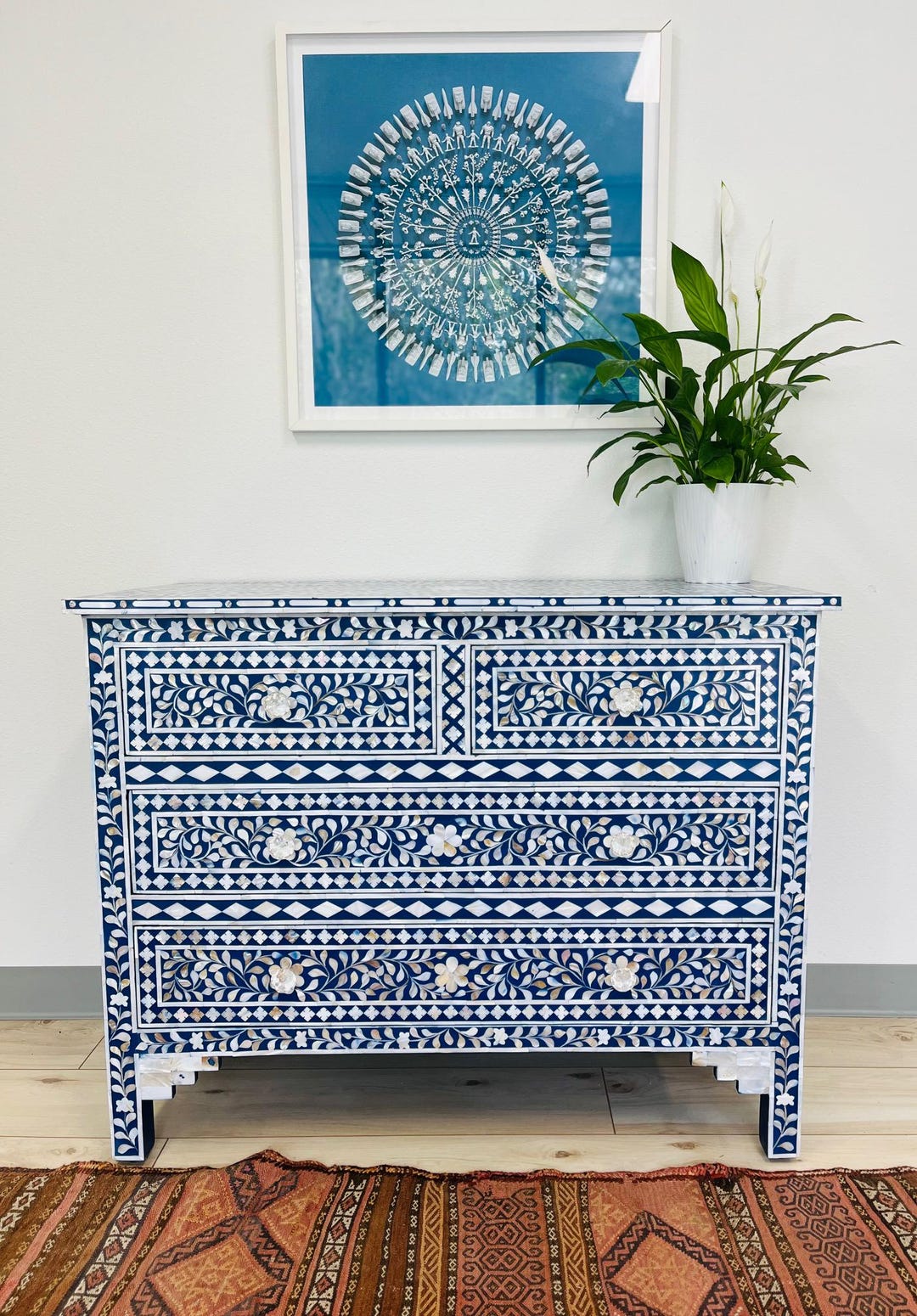 Mother of Pearl Dresser - Blue Floral - Etsy