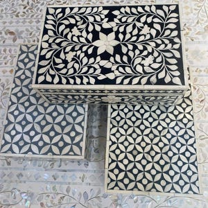 Handmade Bone Inlay Box: Ornamental Keepsake With Geometric Pattern - Etsy