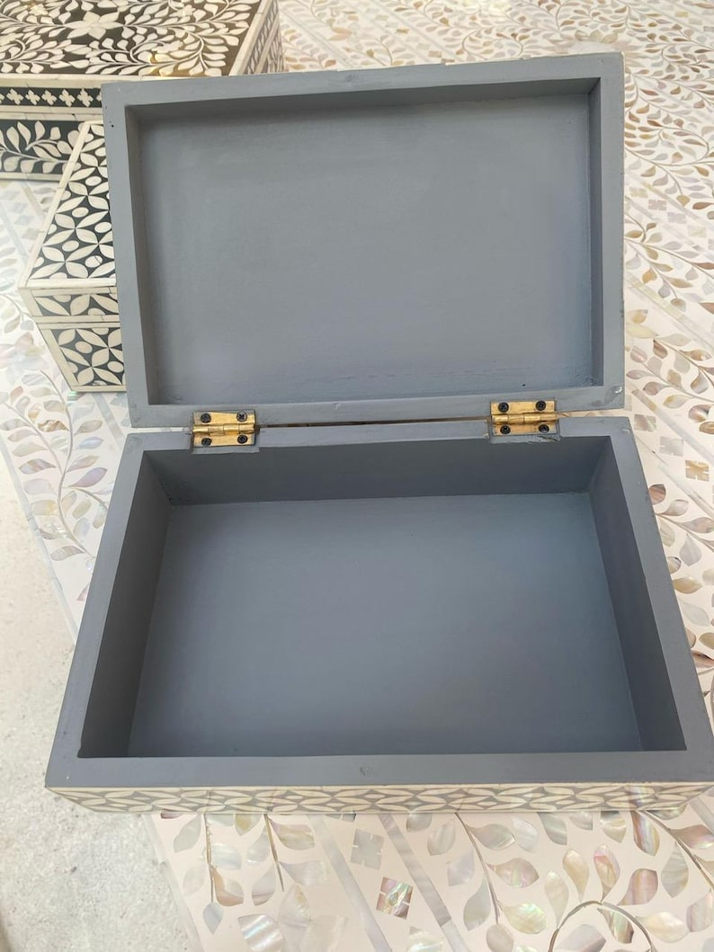 Handmade Bone Inlay Box: Ornamental Keepsake With Geometric Pattern - Etsy