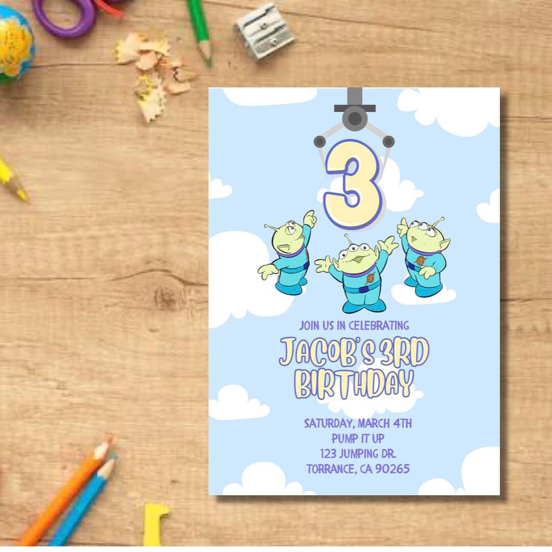 Alien Toy Story Third Birthday Party Invitation Template Printable, PDF ...