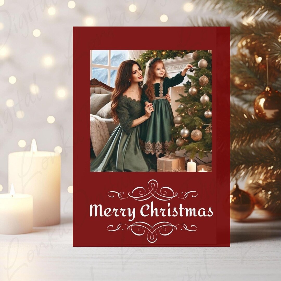 Mother and Daughter Christmas Cards 7"x5", Holiday Greeting Card, Fairy ...