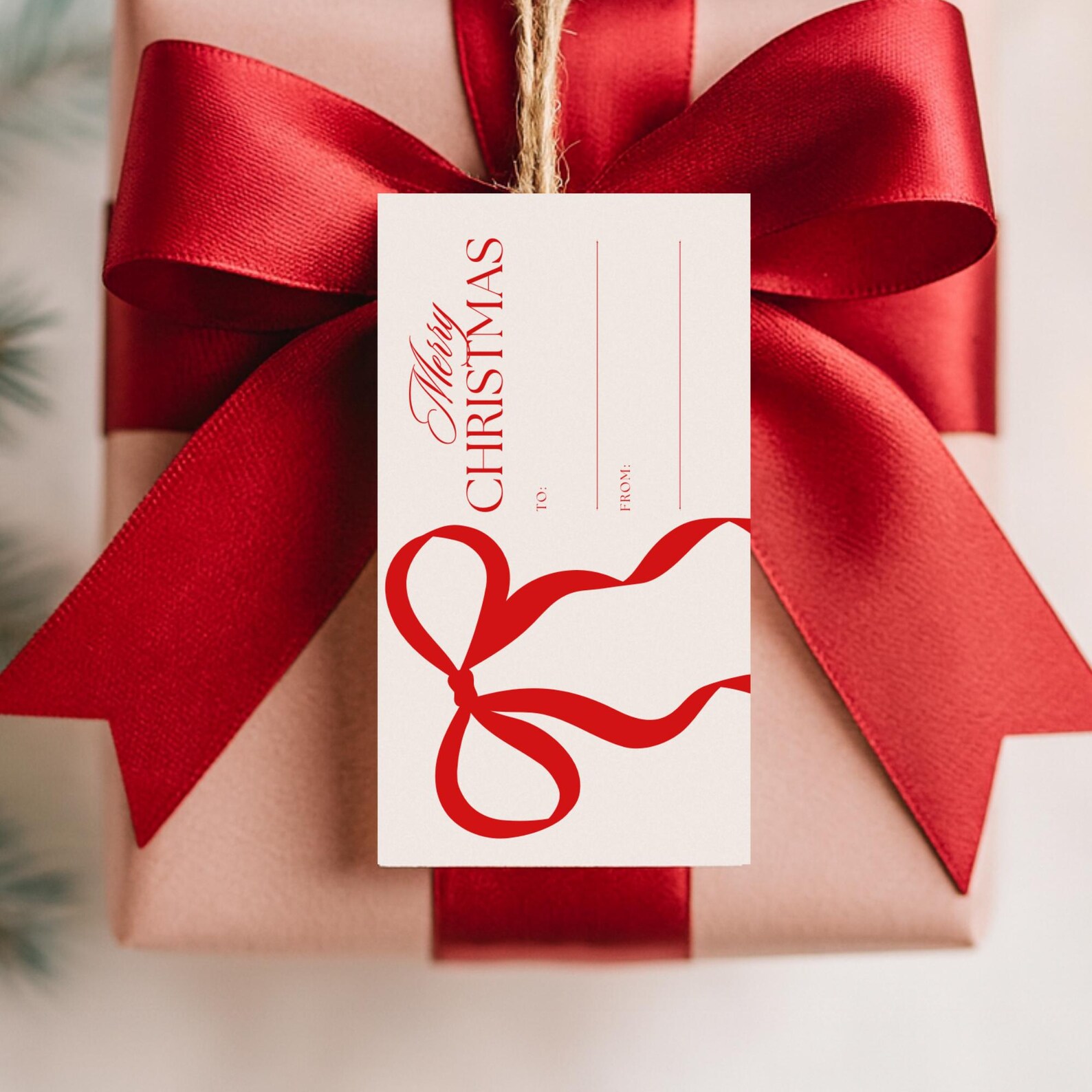 Printable Pink & Red Christmas Gift Tags – Instant Download, Xmas ...