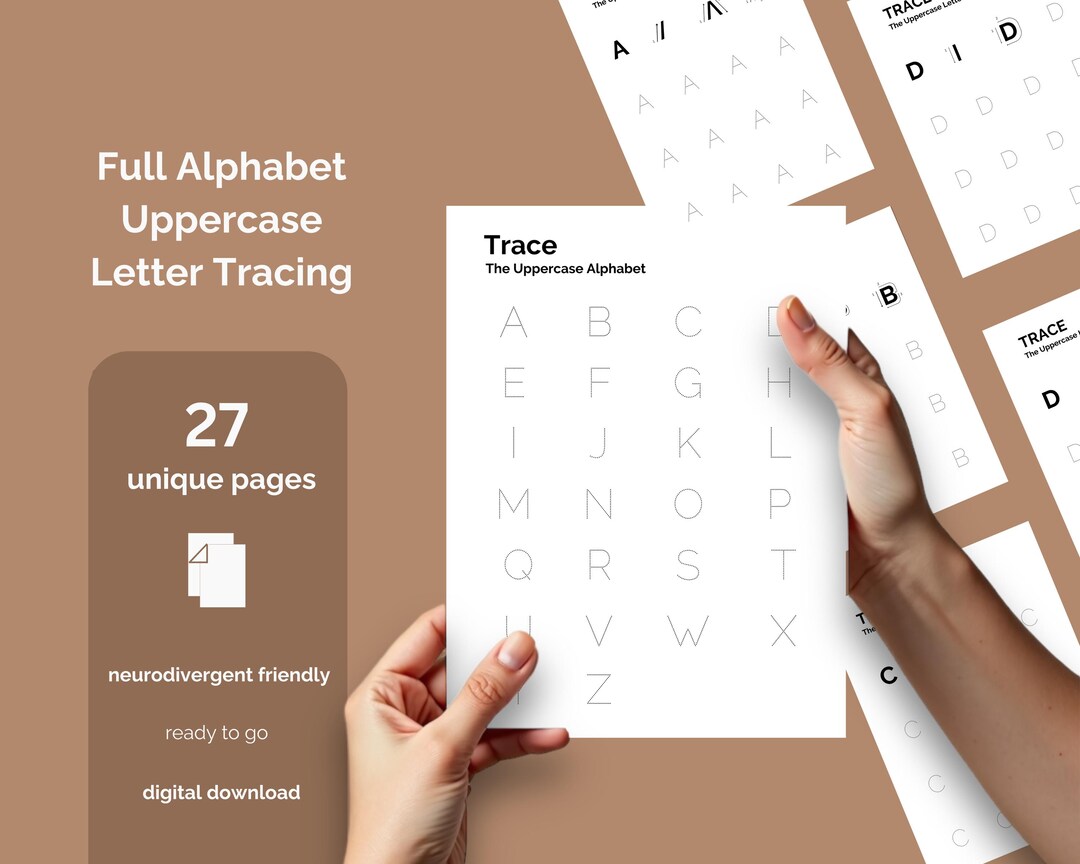 Digital Neuro-friendly Uppercase Alphabet Tracing Worksheets for ...