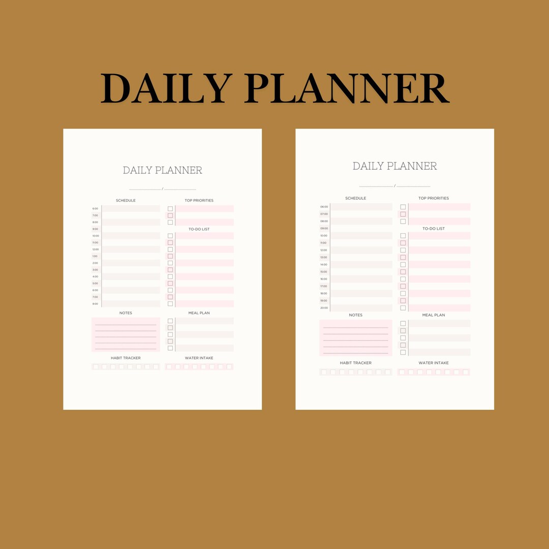 Hourly Daily Planner – Printable PDF, A5 A4 Letter Sizes (digital ...