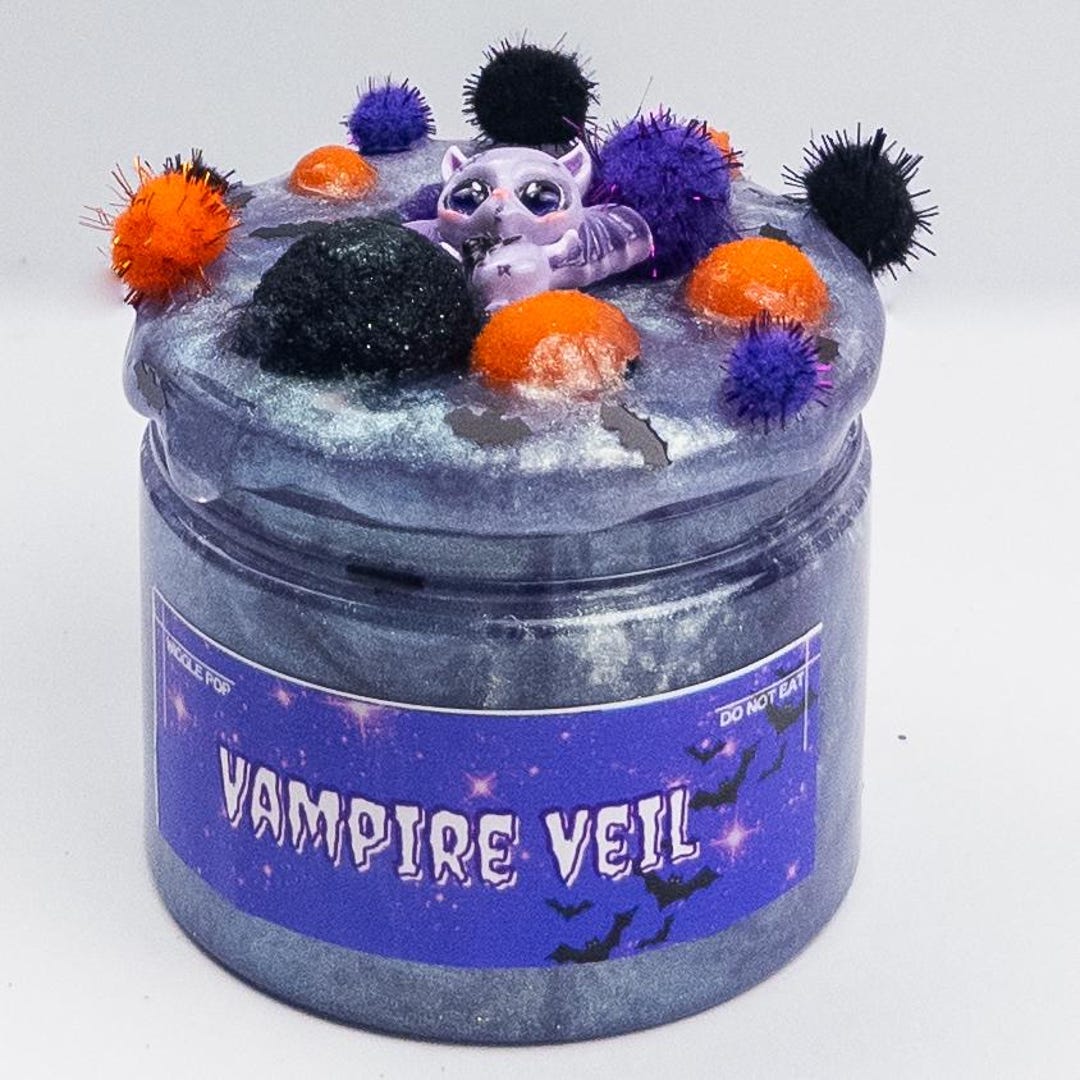 Vampire Veil Shimmering Clear Slime Kit: Halloween Pom Poms, Bat ...