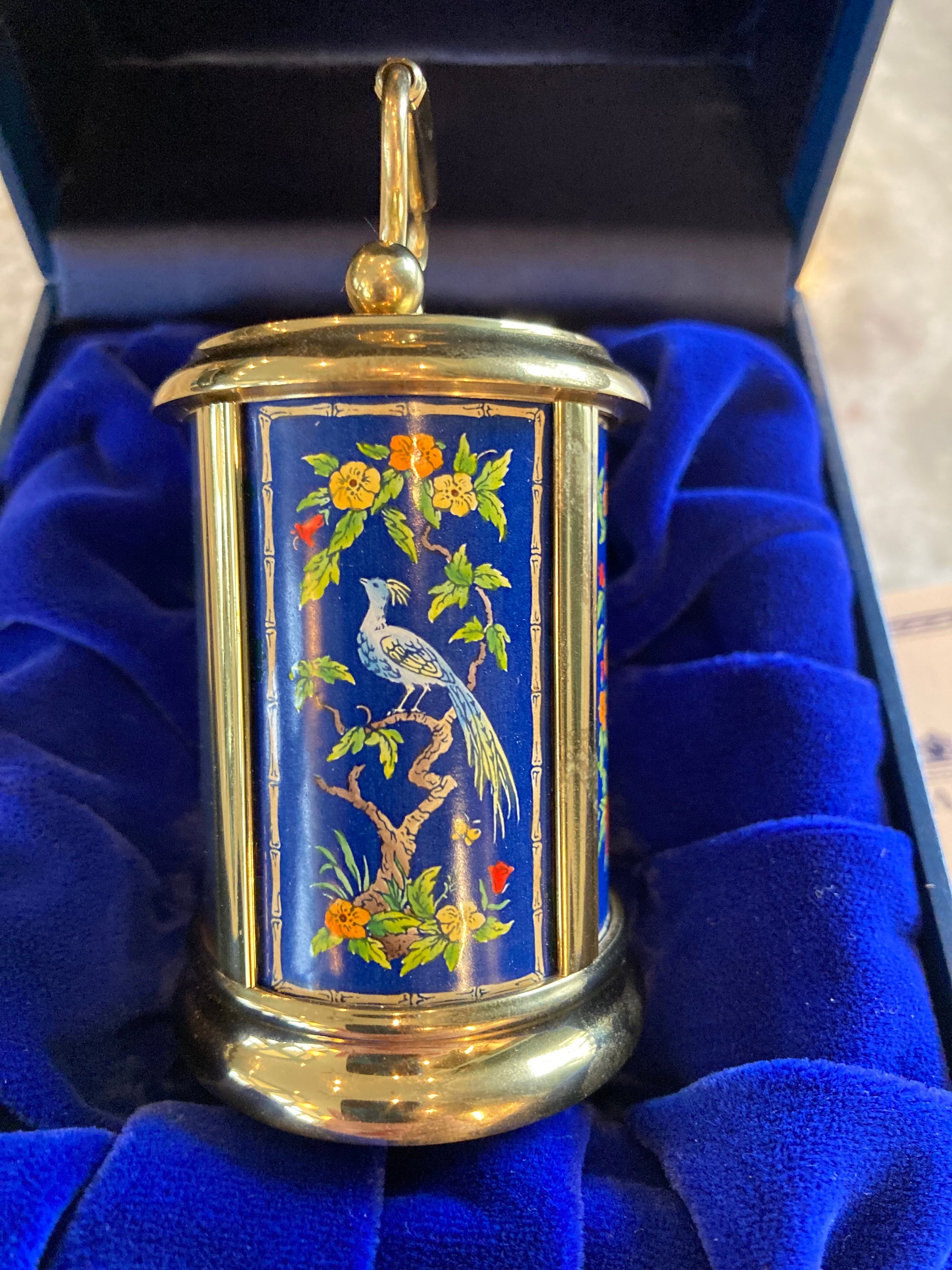 Halcyon Days Enamel "blue Face" Mini Carriage Clock With Swing Handle ...