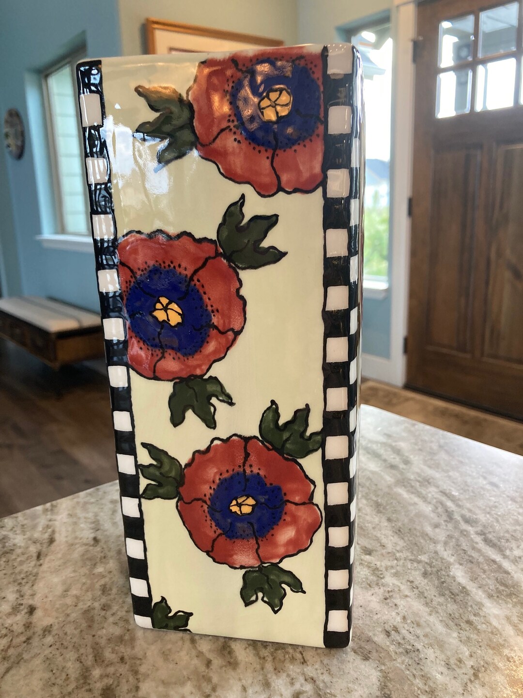 Tall Rectangular Vase - 10" Tall. - Etsy