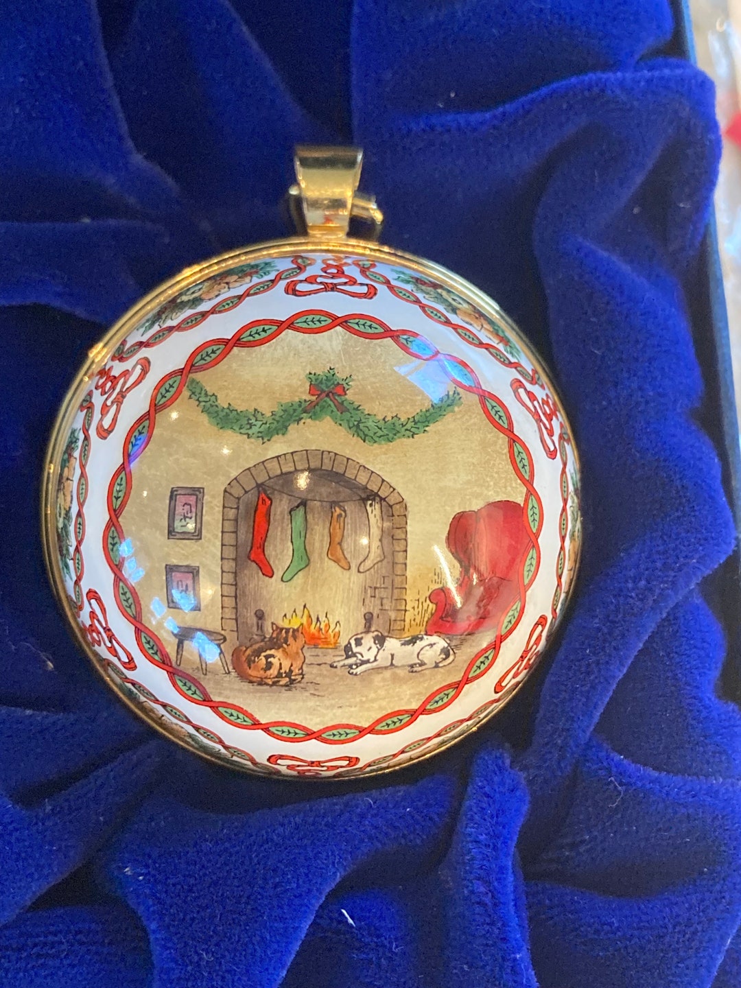 Halcyon Days Hand Painted Enamel Christmas Ornament - Measures 1 3/4"t ...