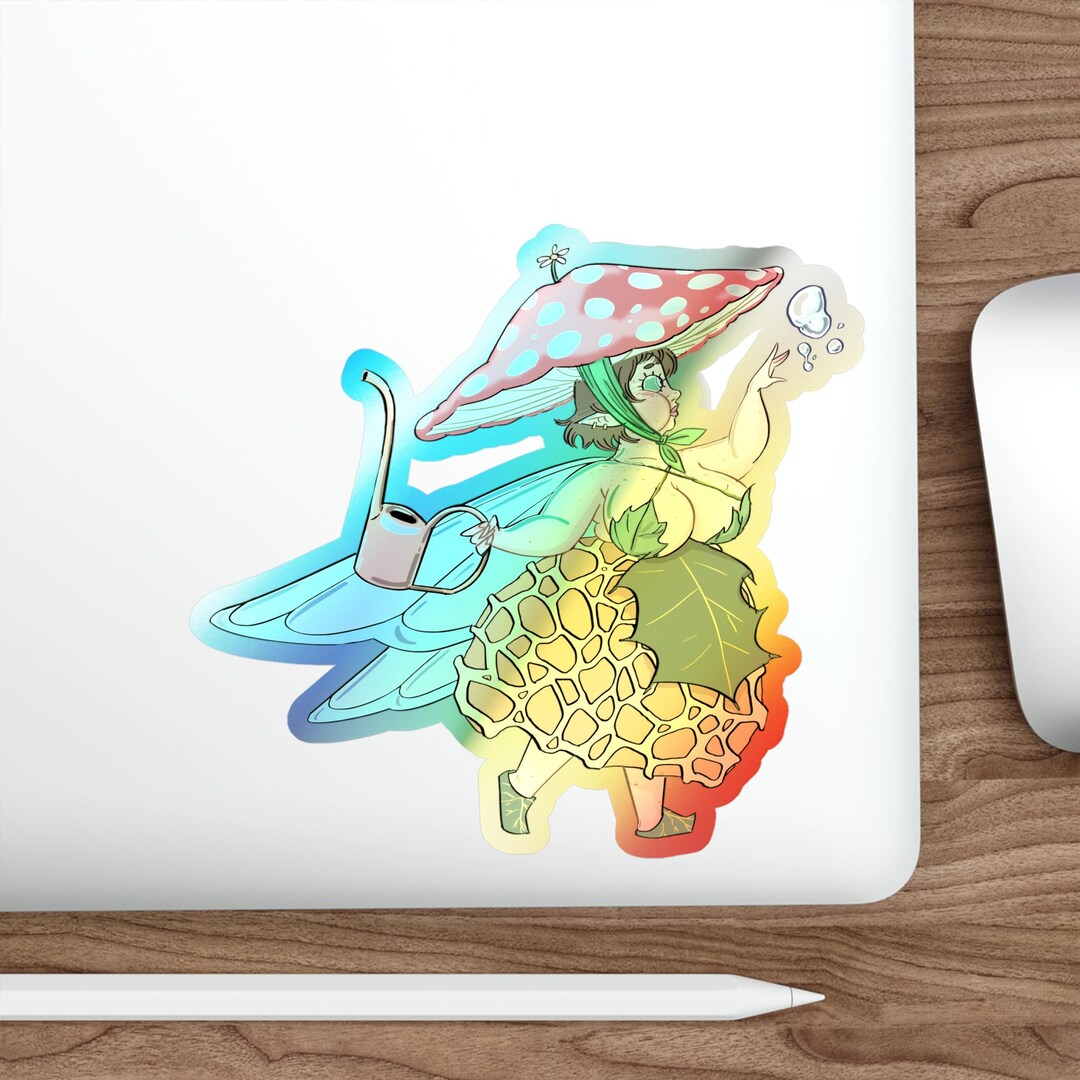 Holographic Stickers, Cottagecore Mushroom Fairy Gardening Sticker ...