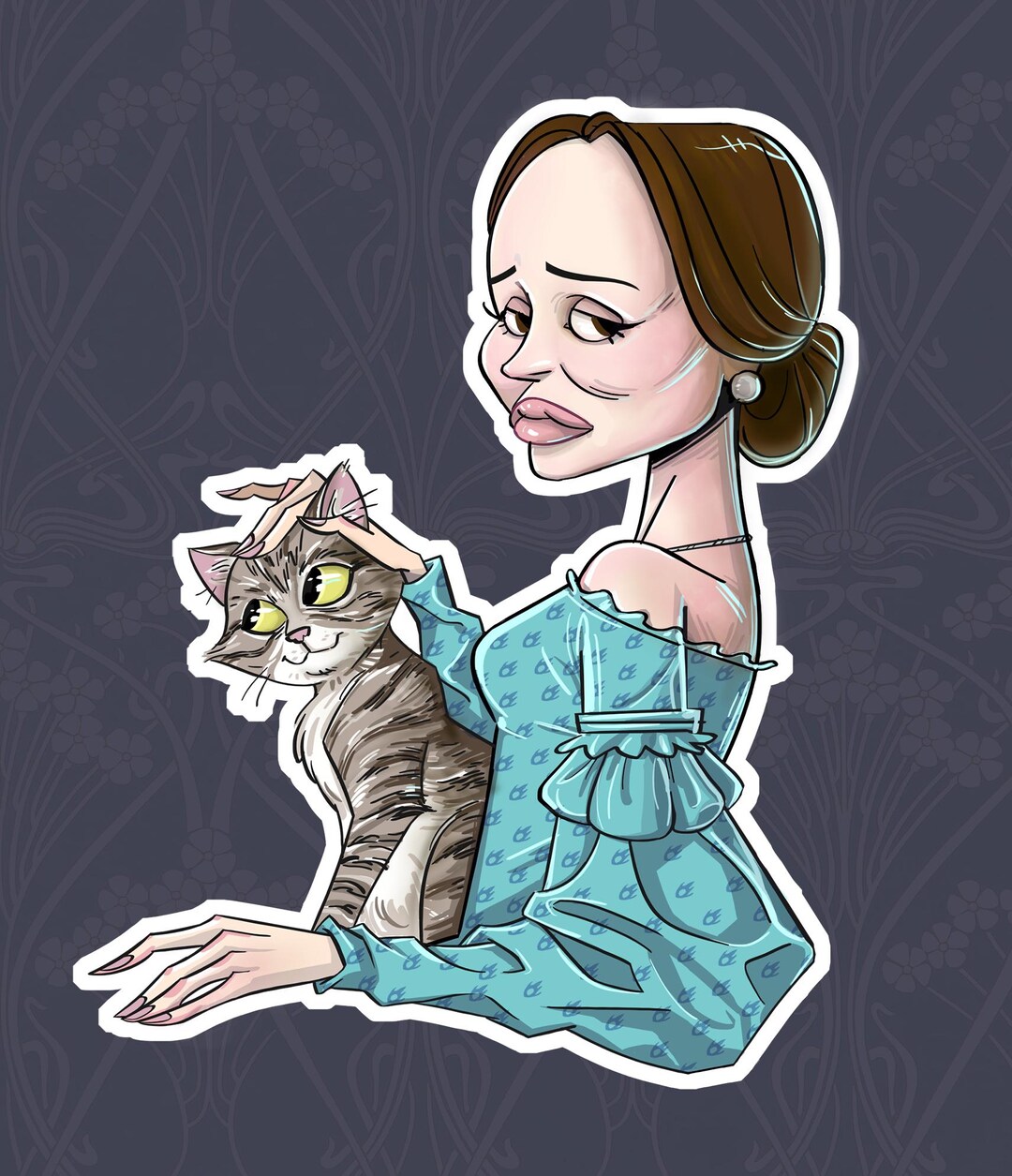 Sticker Lily-rose Depp as Ellen Hutter With Her Cat From Nosferatu 2024 ...