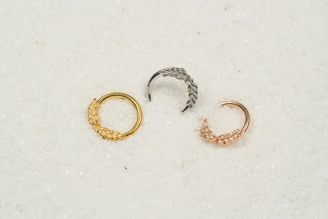 16G Laurel Leaf Clicker Hoop Septum Ring Surgical Steel Nose Ring ...