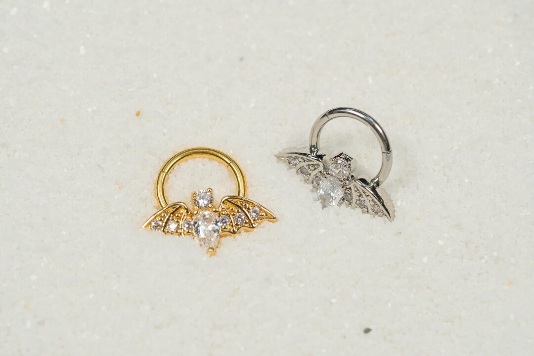 16G Large Bat Clicker Hoop Septum Ring Surgical Steel Nose Ring Septum ...