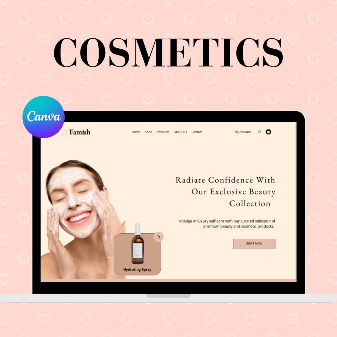 Canva Website Template for Skincare Brands, Cosmetic Companies, Beauty ...
