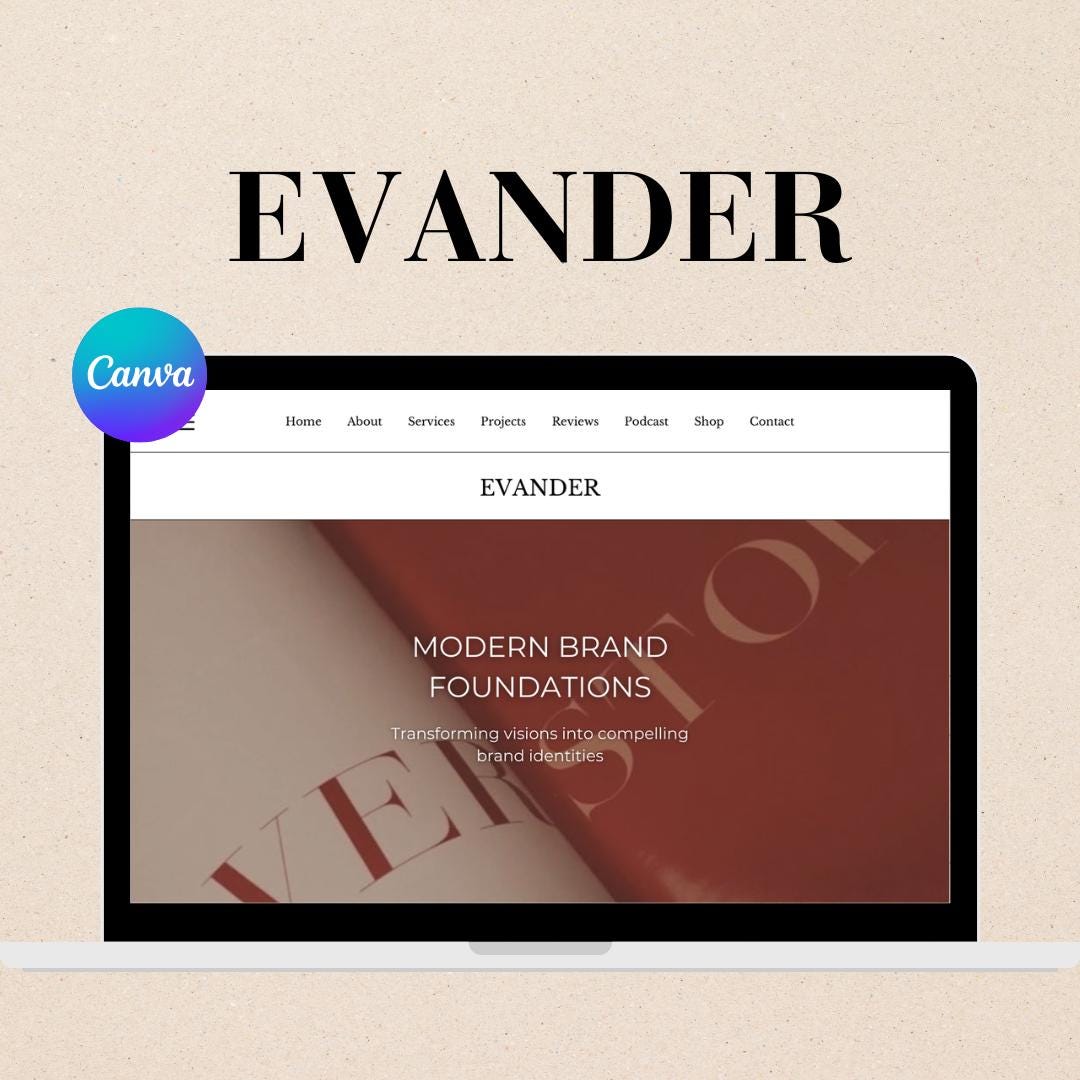 Evander Canva Website Template for Branding Agencies, Social Media Managers, and Virtual ...