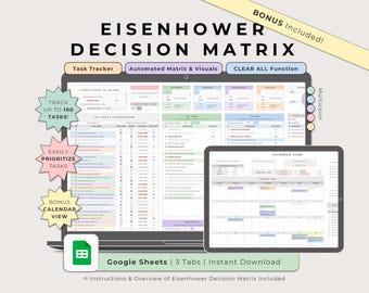 Eisenhower Decision Matrix Google Sheets Dark Mode, to Do Task Tracker ...