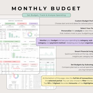 Budget Planner Google Sheets Multicolor, Monthly Paycheck Biweekly ...