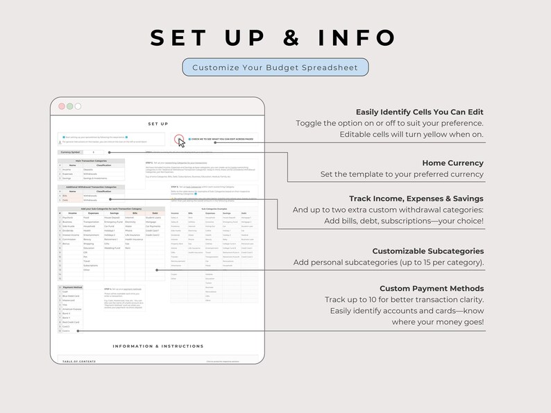Budget Planner Google Sheets Multicolor, Monthly Paycheck Biweekly ...