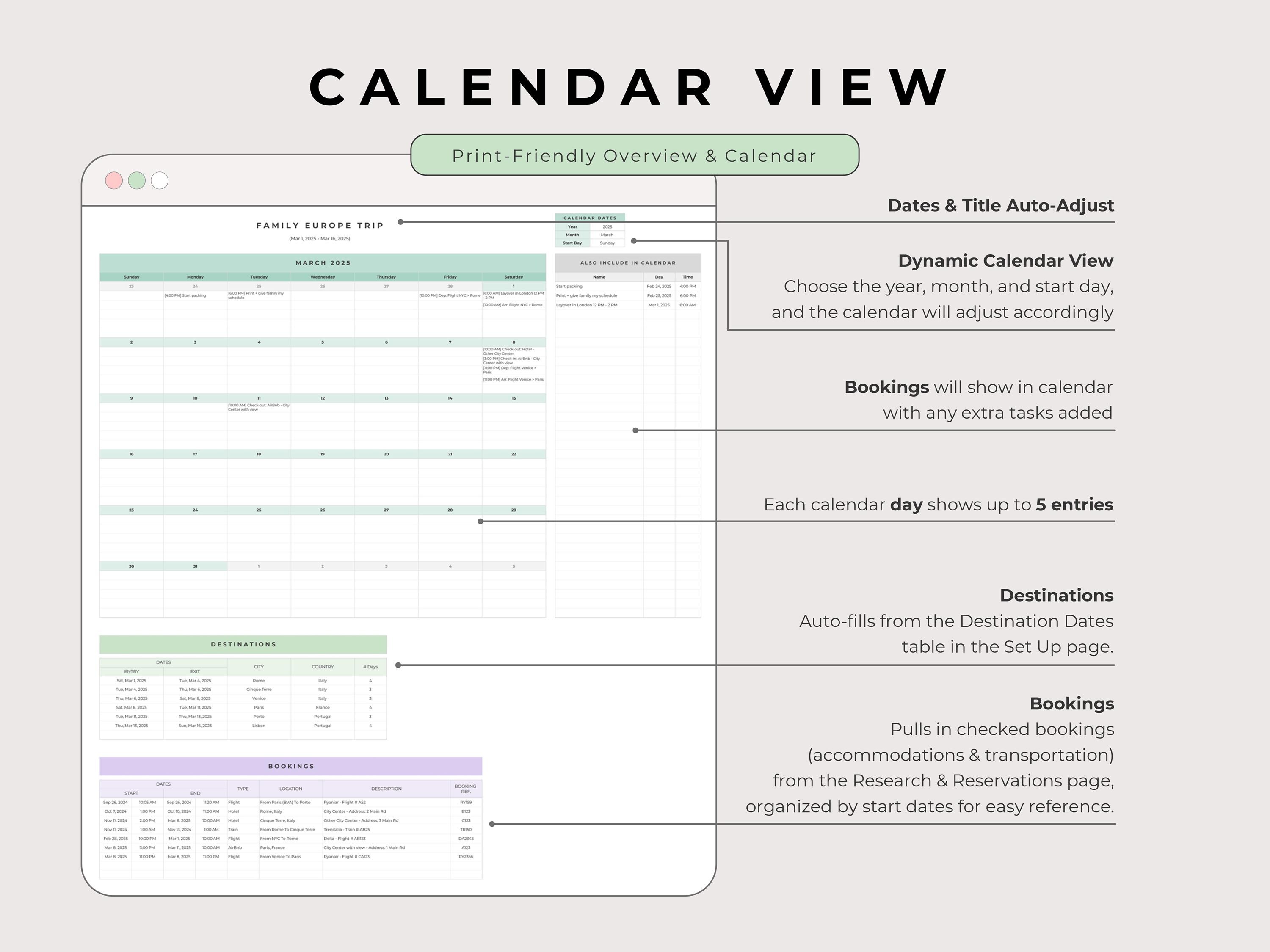 Travel Planner Spreadsheet Multicolor Template, Google Sheets Trip ...