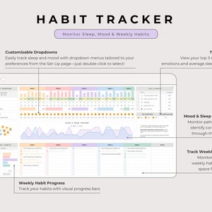 Habit Tracker Google Sheets Multicolor, Daily Weekly Monthly ...
