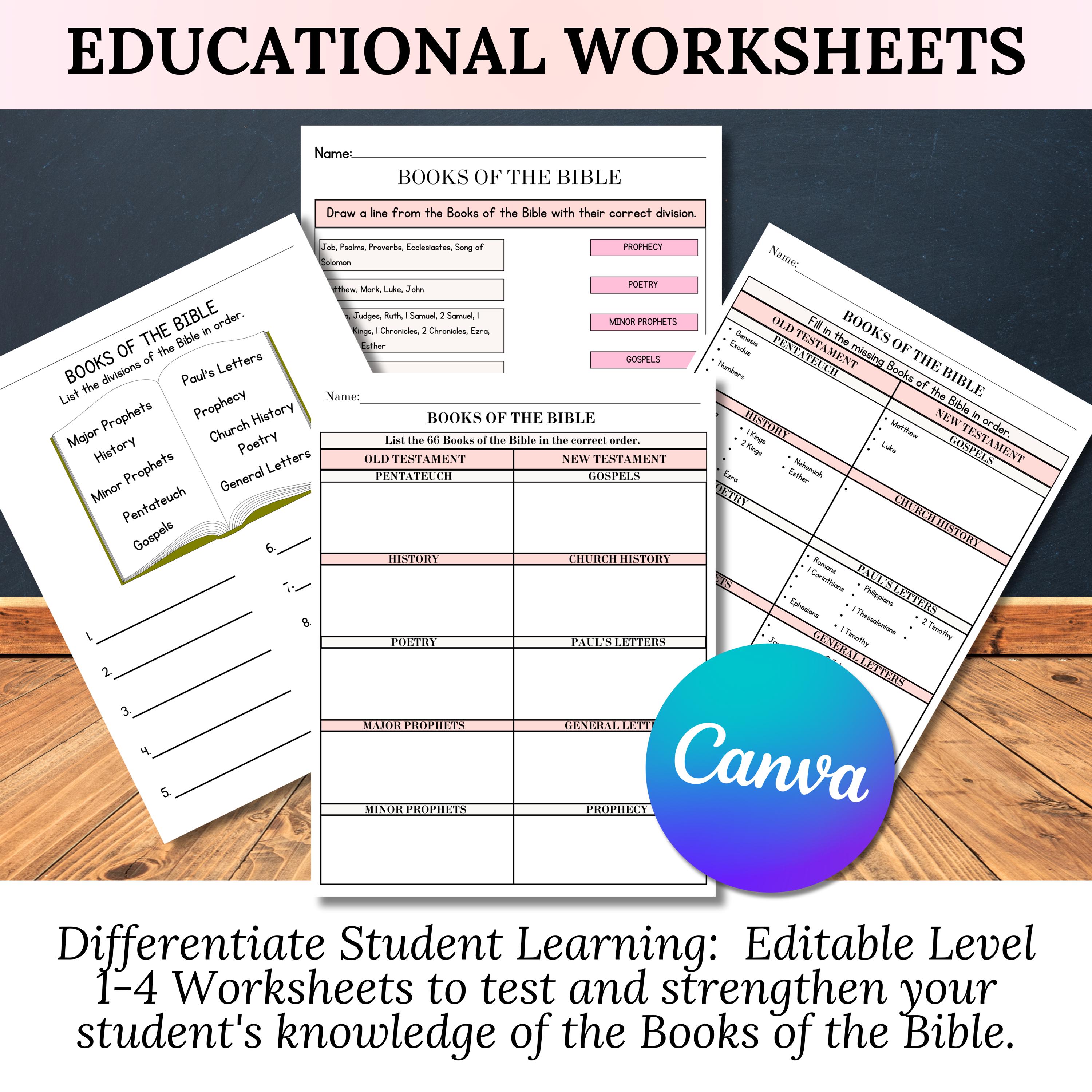 Books of the Bible: Poster and Worksheet; Excellent Resource for ...