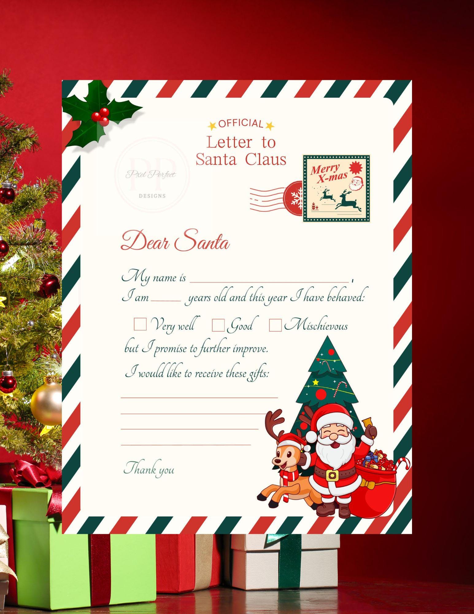 Letter to Santa Printable Santa Wish List Letters Christmas Letter Easy ...