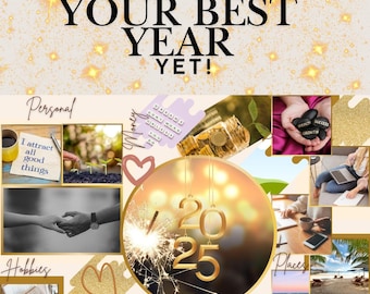 2025 Vision Board Templates | Editable Canva Templates | 5 Unique ...