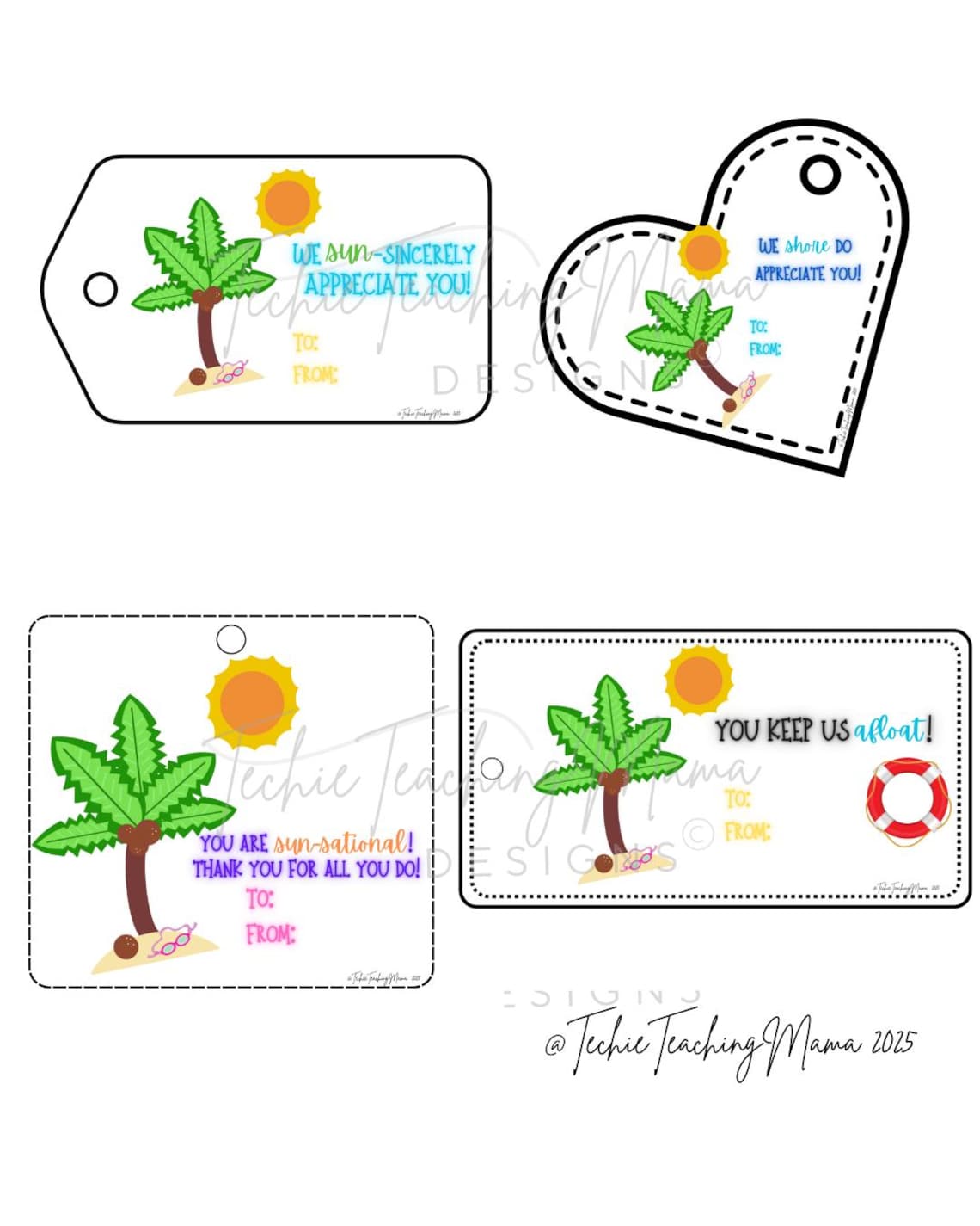 Summer Teacher Appreciation Gift Tags – Printable With Fun Pun Sayings ...