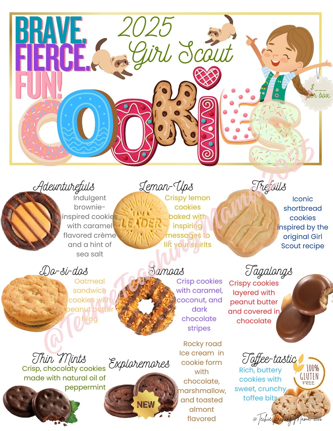 2026 Girl Scout Cookie Menu Poster– Little Brownie Bakers- Printable ...