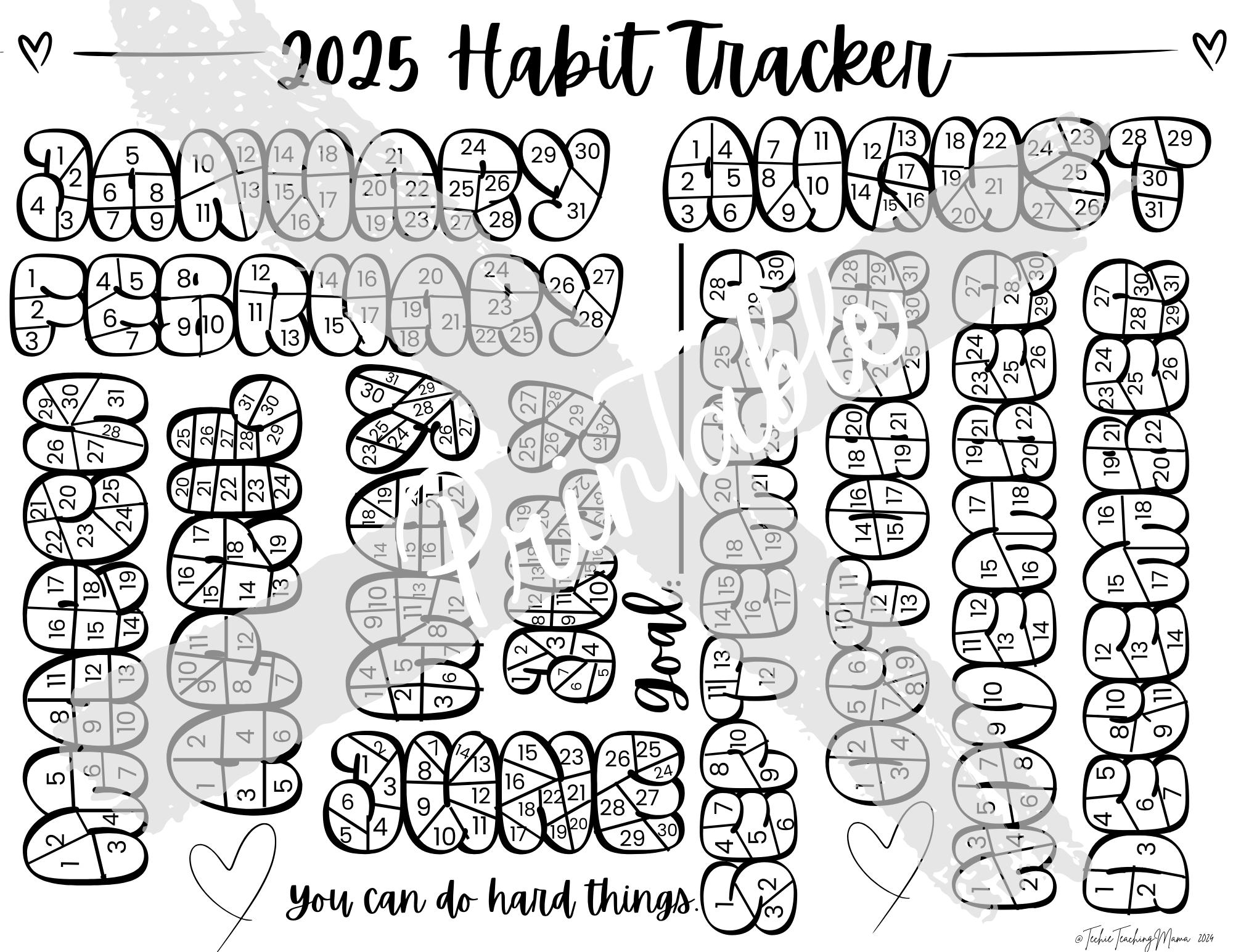 Printable Habit Tracker 2025 - Color in Your Workouts (3 Designs ...