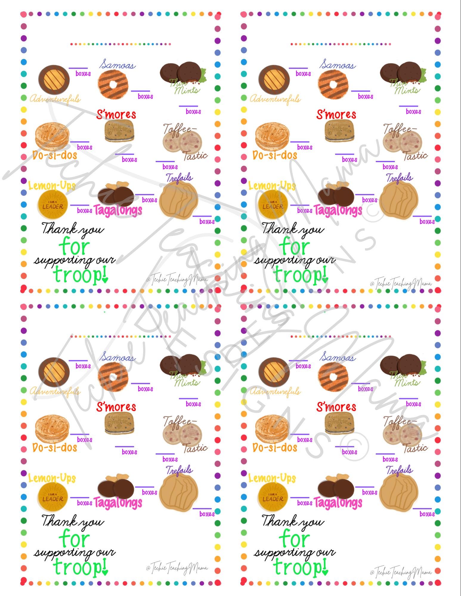 Hand-drawn Girl Scout Cookie Tracker | Printable Inventory ...