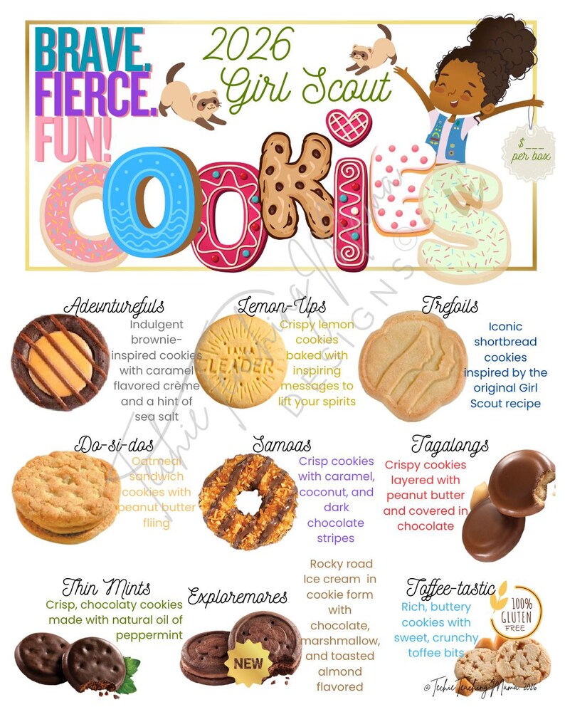 2026 Girl Scout Cookie Menu Poster Printable – Little Brownie Bakers ...