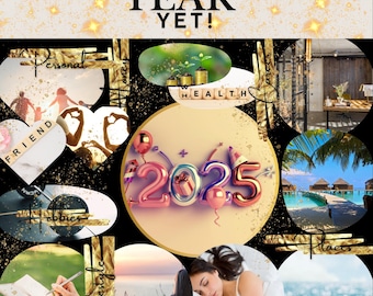 2025 Vision Board Templates | Editable Canva Templates | 5 Unique ...