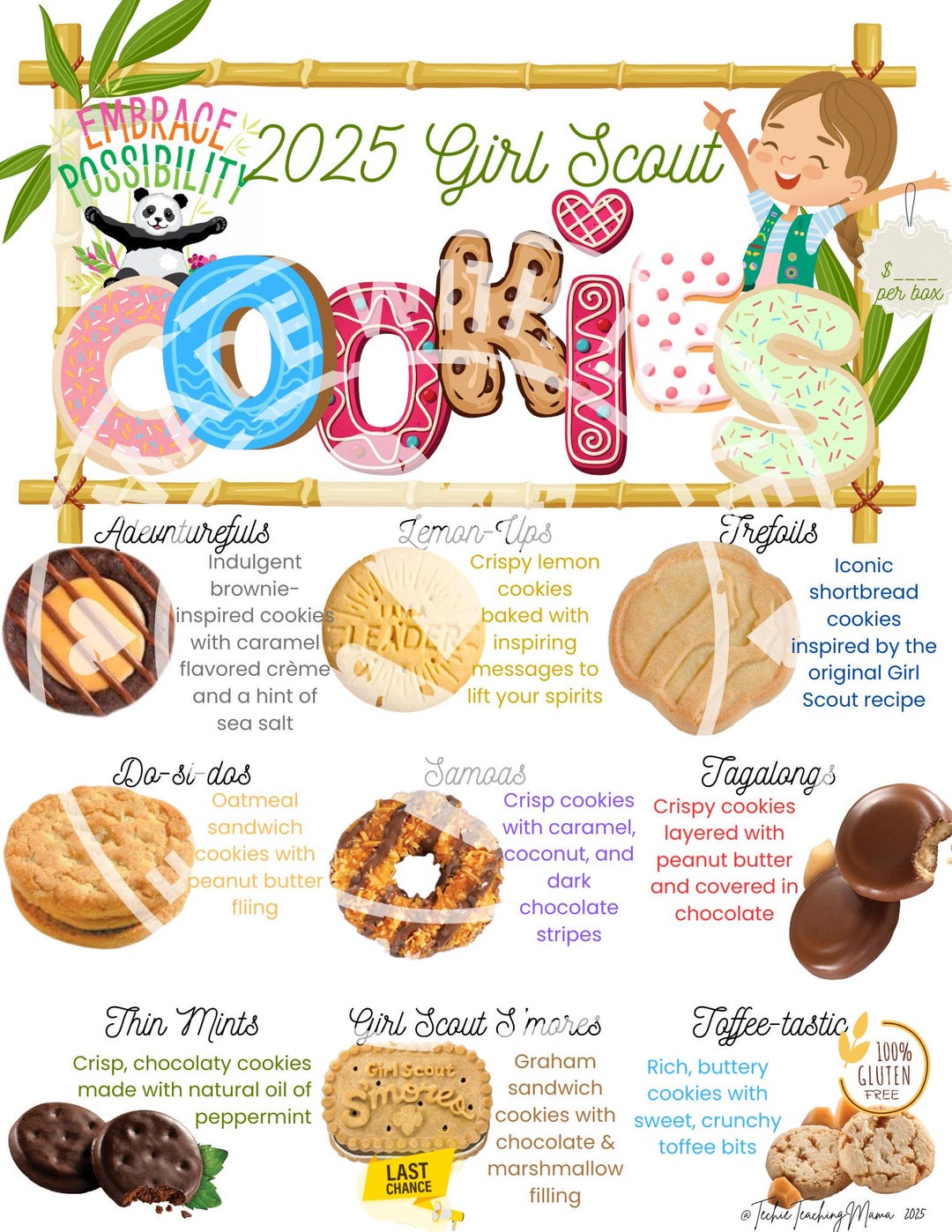 2025 Girl Scout Cookie Menu Poster for Sales| Digital Download | PDF ...