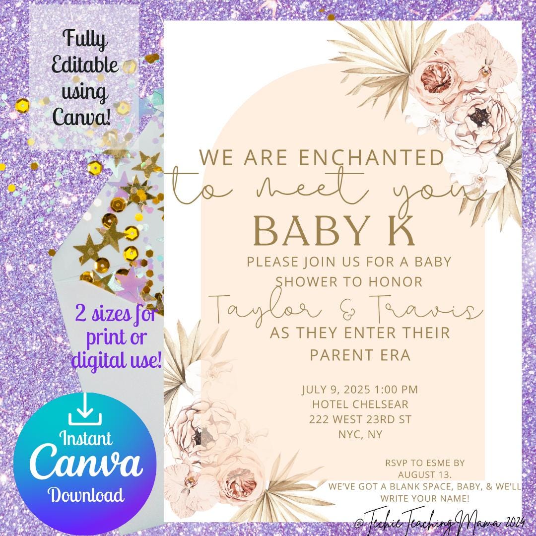 Enchanted Theme Baby Shower Invitation Template- Customization ...