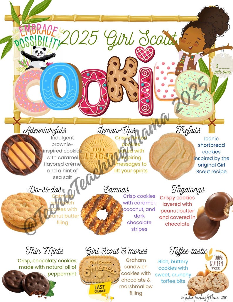 2025 Girl Scout Cookie Menu Poster for Sales| Digital Download | PDF ...
