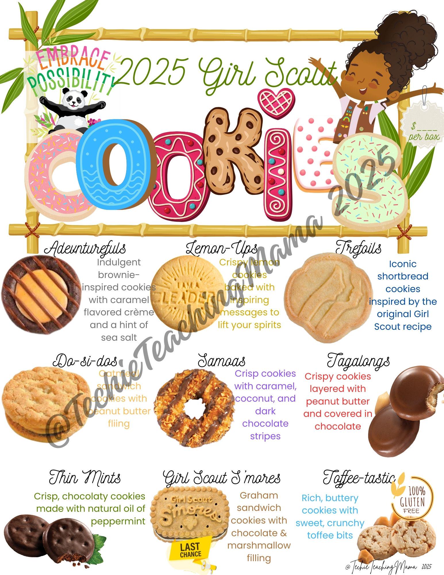 2025 Girl Scout Cookie Menu Poster | Printable PDF & JPEG - Etsy