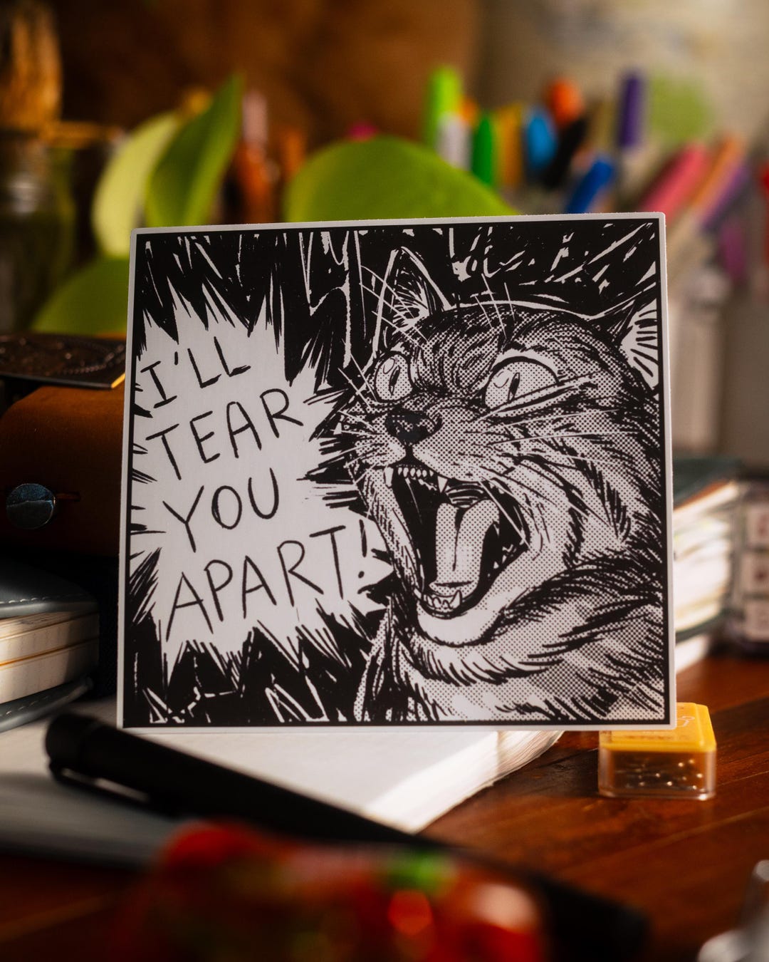 Tear You Apart - Cat | Manga Panel Sticker | Die-cut Vinyl Sticker ...