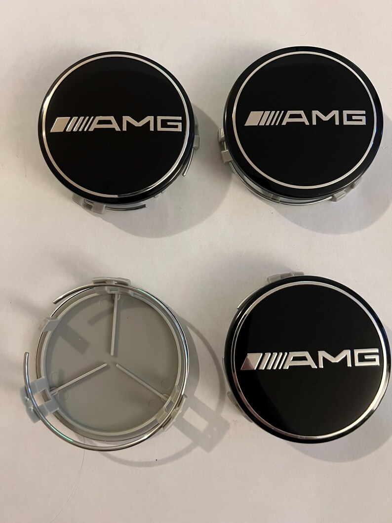 Set of 4 75MM Black AMG Wheel Center Caps Hubcaps for Mercedes-benz ...