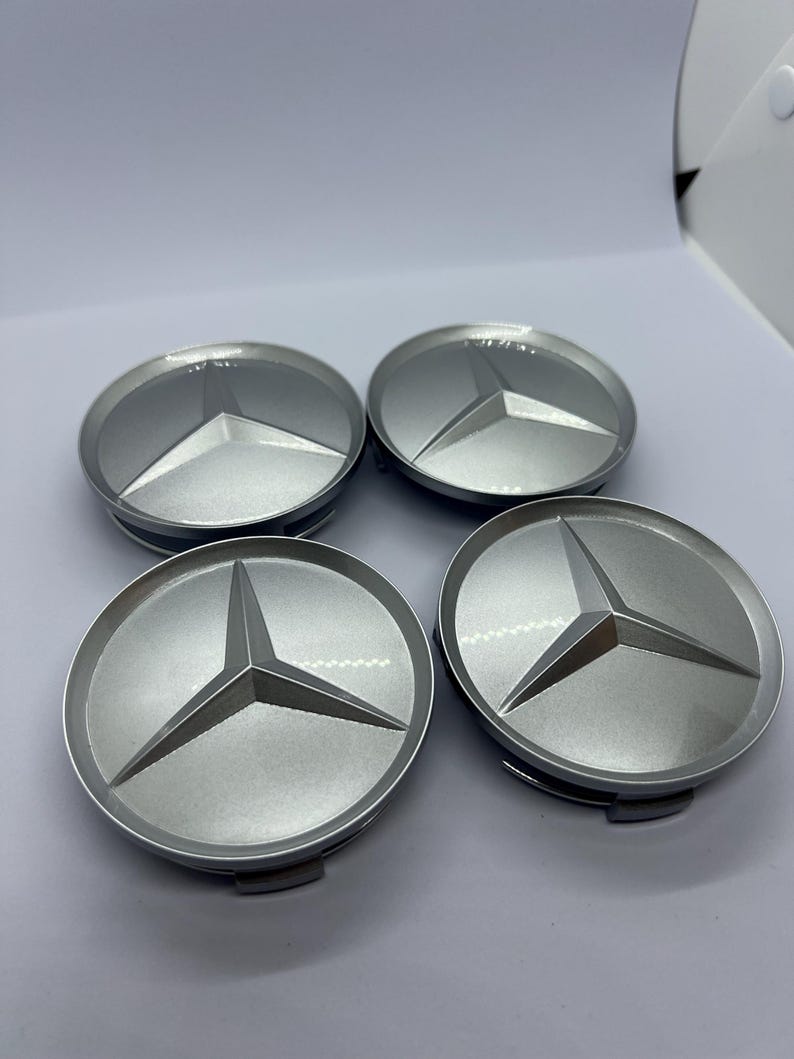 Set of 4 75mm Wheel Center Caps Hubcaps Emblem Matte Silver for ...