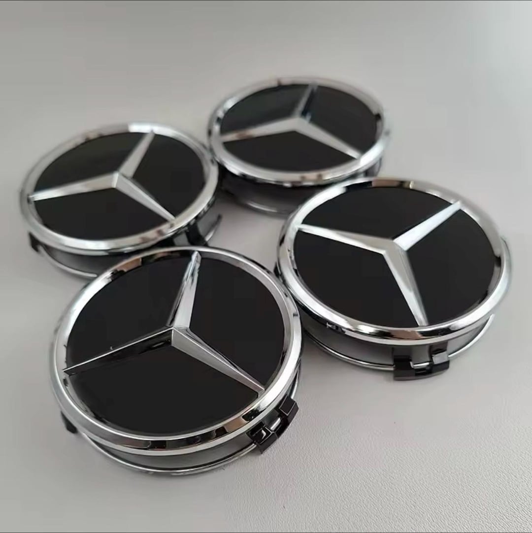 Mercedes Benz Wheel Center Caps: Black Alloy, 75mm (set of 4), No ...