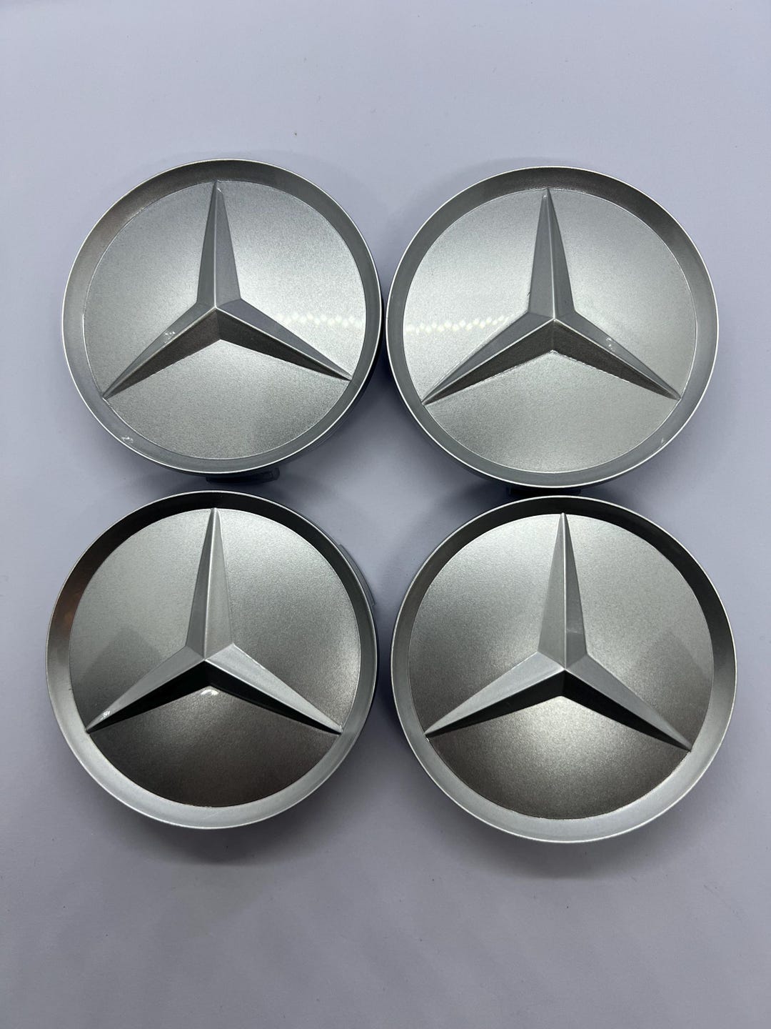 75mm Mercedes Benz Wheel Center Caps Hubcaps Emblem Matte Silver ...