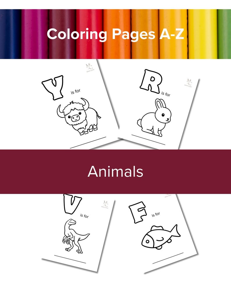 Coloring Pages: Animals A-Z - Etsy