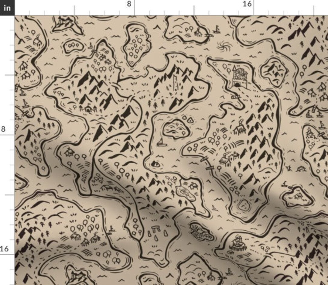 Old School Fantasy Map Fabric by the Yard Dnd, Dungeons and Dragons ...