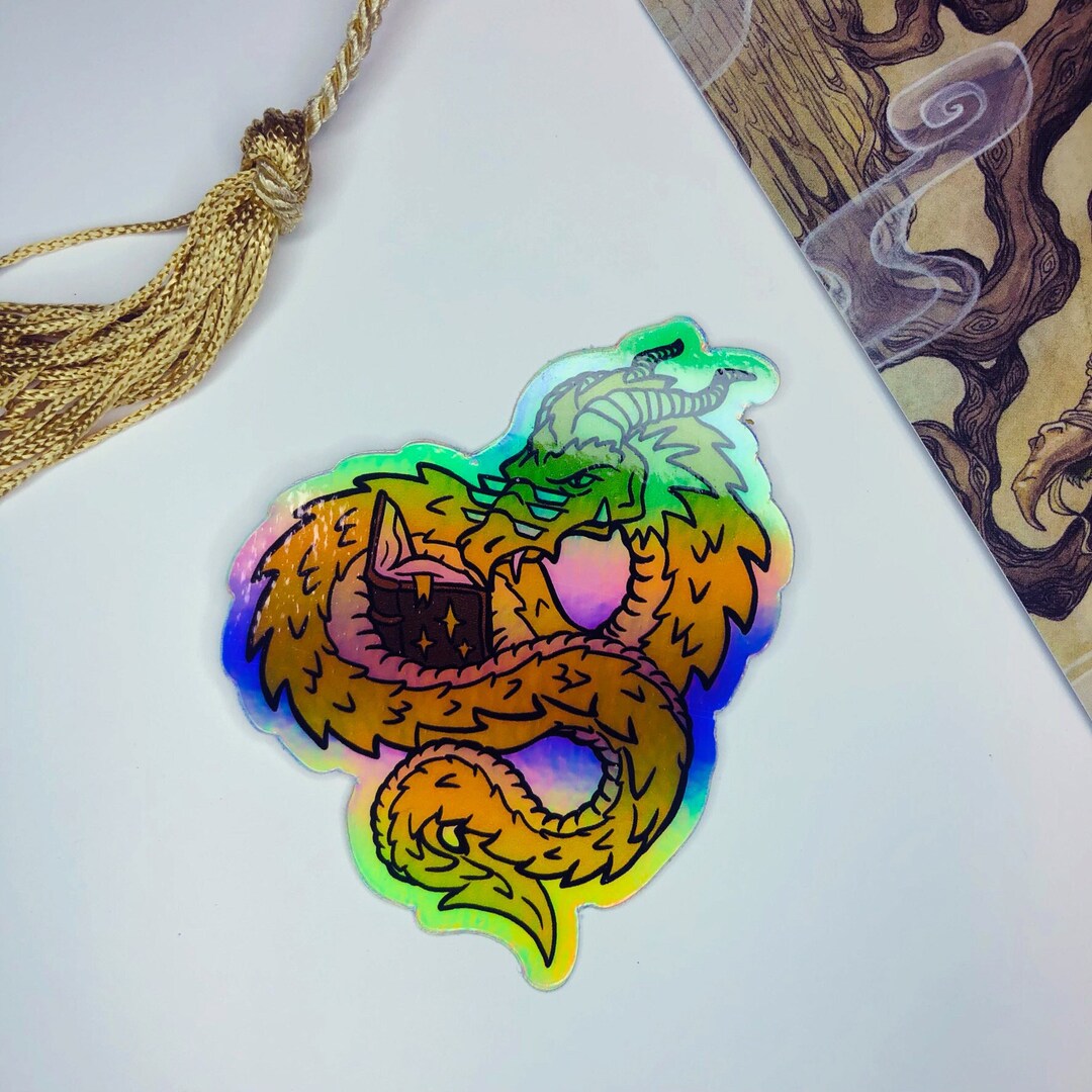 Holographic Book Wyrm Sticker - Etsy