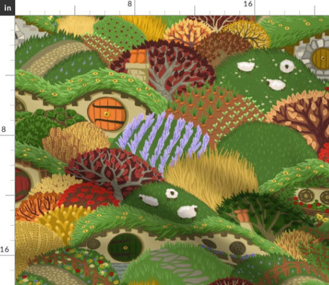 Hidden Homes Fabric by the Yard Halfling, Home, Hole, Shire, Farm, Geek ...
