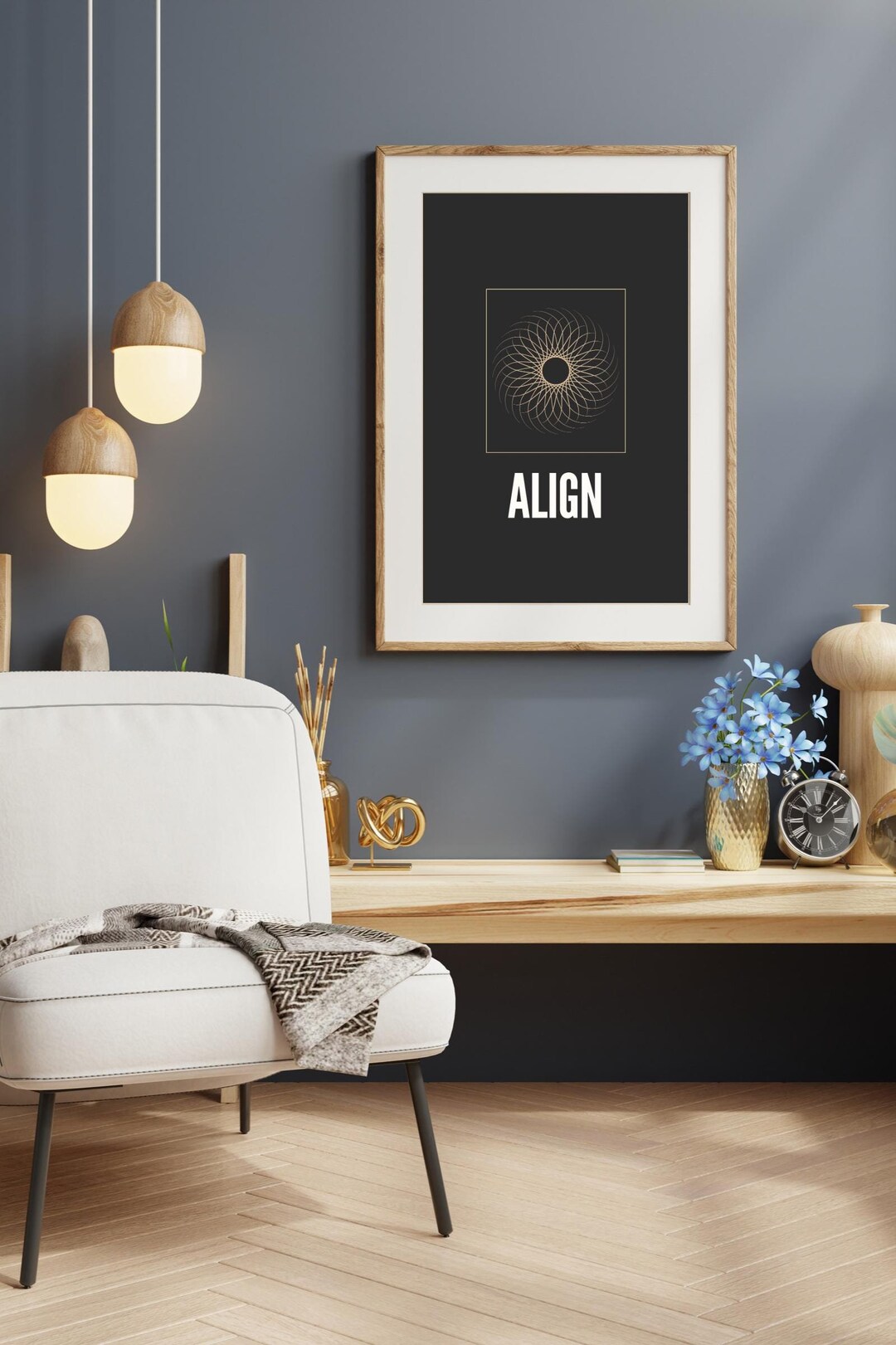 Align - Minimalist Geometric Wall Art, Black and Gold Metatron Cube Mandala, Inspirational ...