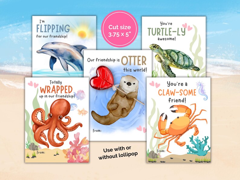 Dolphin Valentine Card Lollipop Holder, Dolphin & Ocean Friends | Use ...