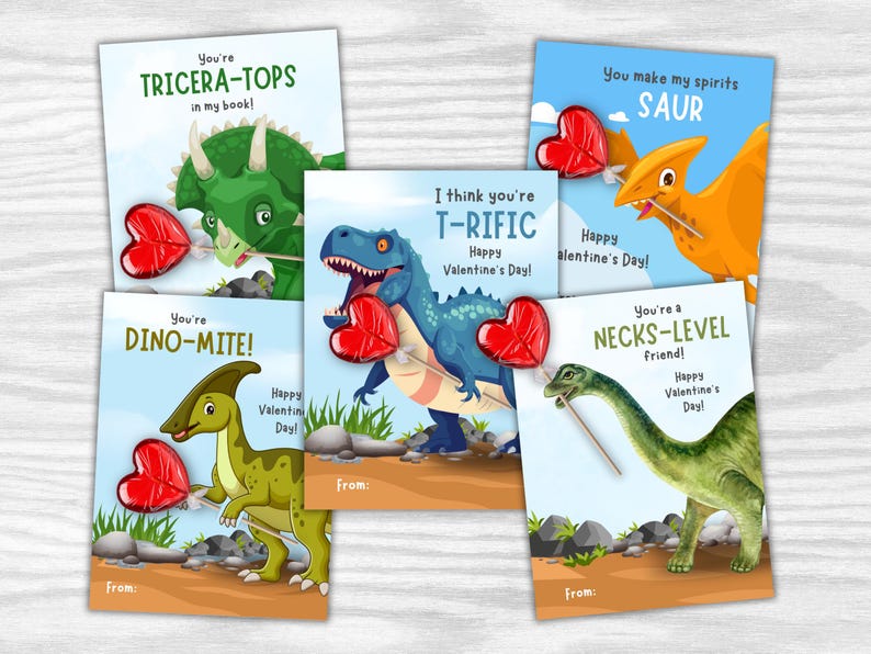 Dinosaur Valentine Card or Lollipop Holder | Use With or Without ...