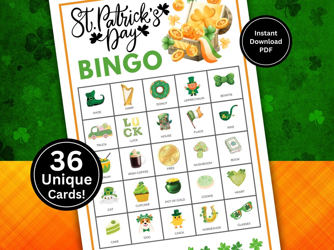 St Patrick's Day Bingo Game | Family Game Night | St Patricks Day ...
